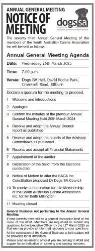 Member Noticeboard – Dogs SA